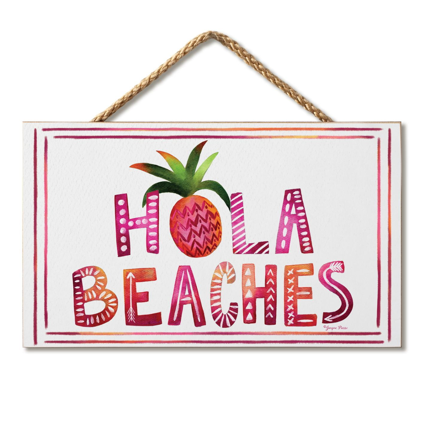 CounterArt "Hola Beaches" Hanging Wood Wall Sign - Walmart.com