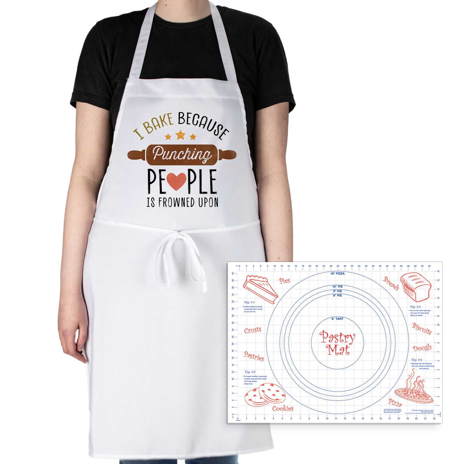 CounterArt "I Bake" Kitchen Apron with Grid Marked Pastry Mat - Walmart.com