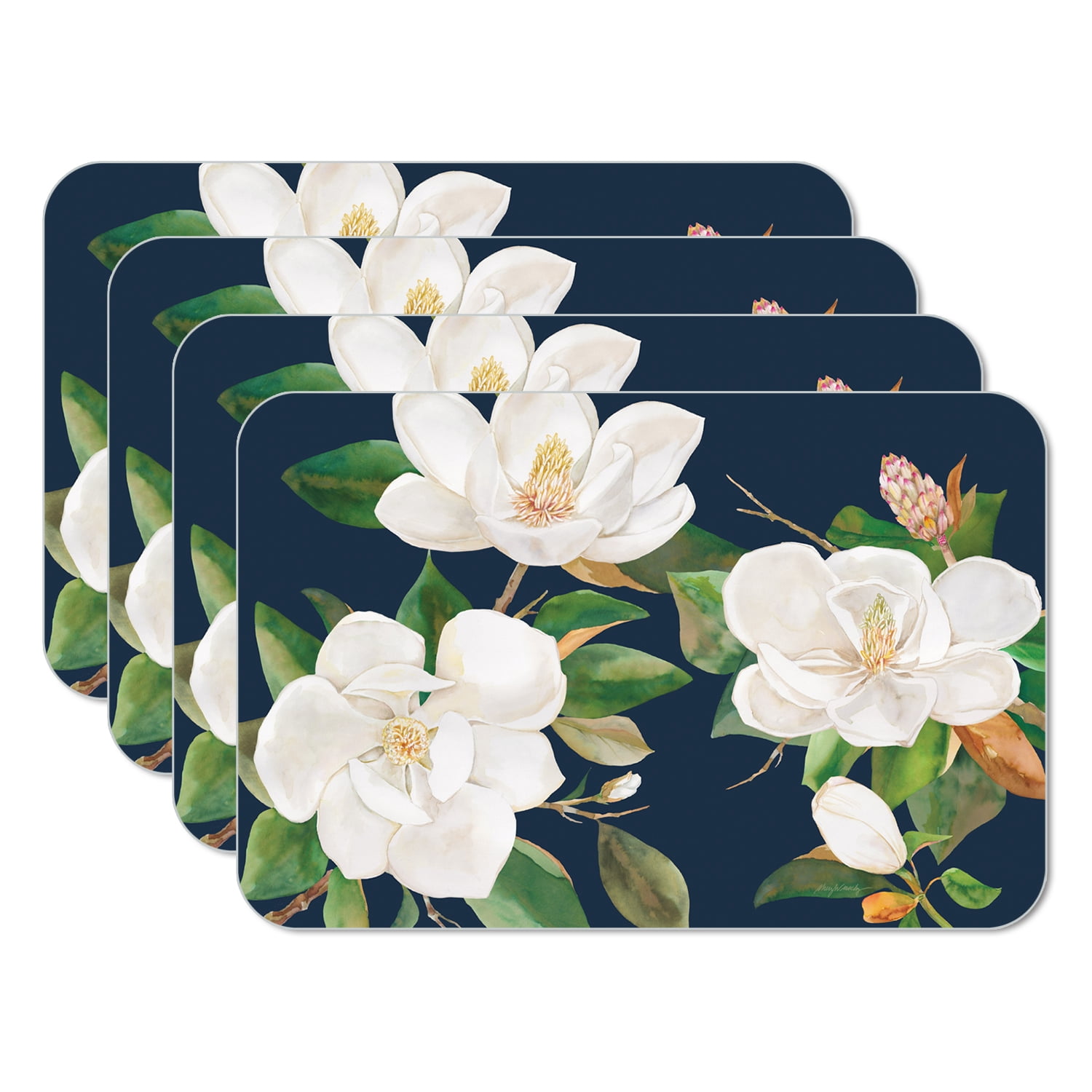 CounterArt "Magnolia In Bloom" 4-Pack Reversible Plastic Tabletop ...