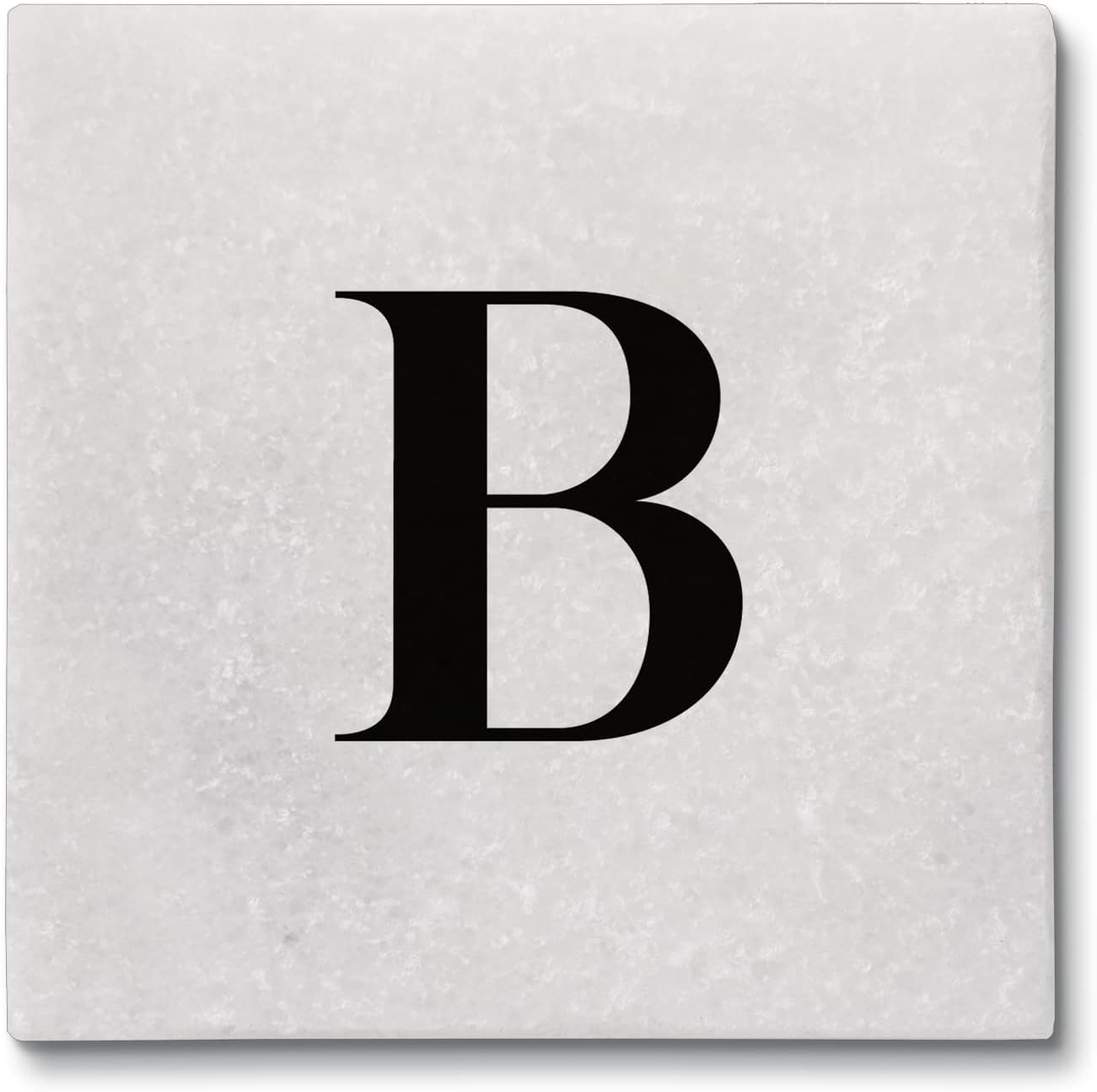 CounterArt Monogram Letter B 4 Pack Natural Marble Stone Coasters with ...