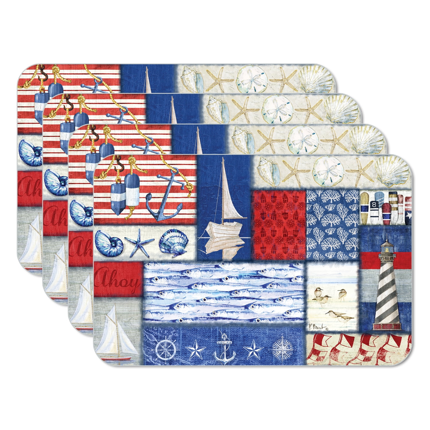 CounterArt "Nautical" 4-Pack Reversible Tabletop Placemats - Walmart.com