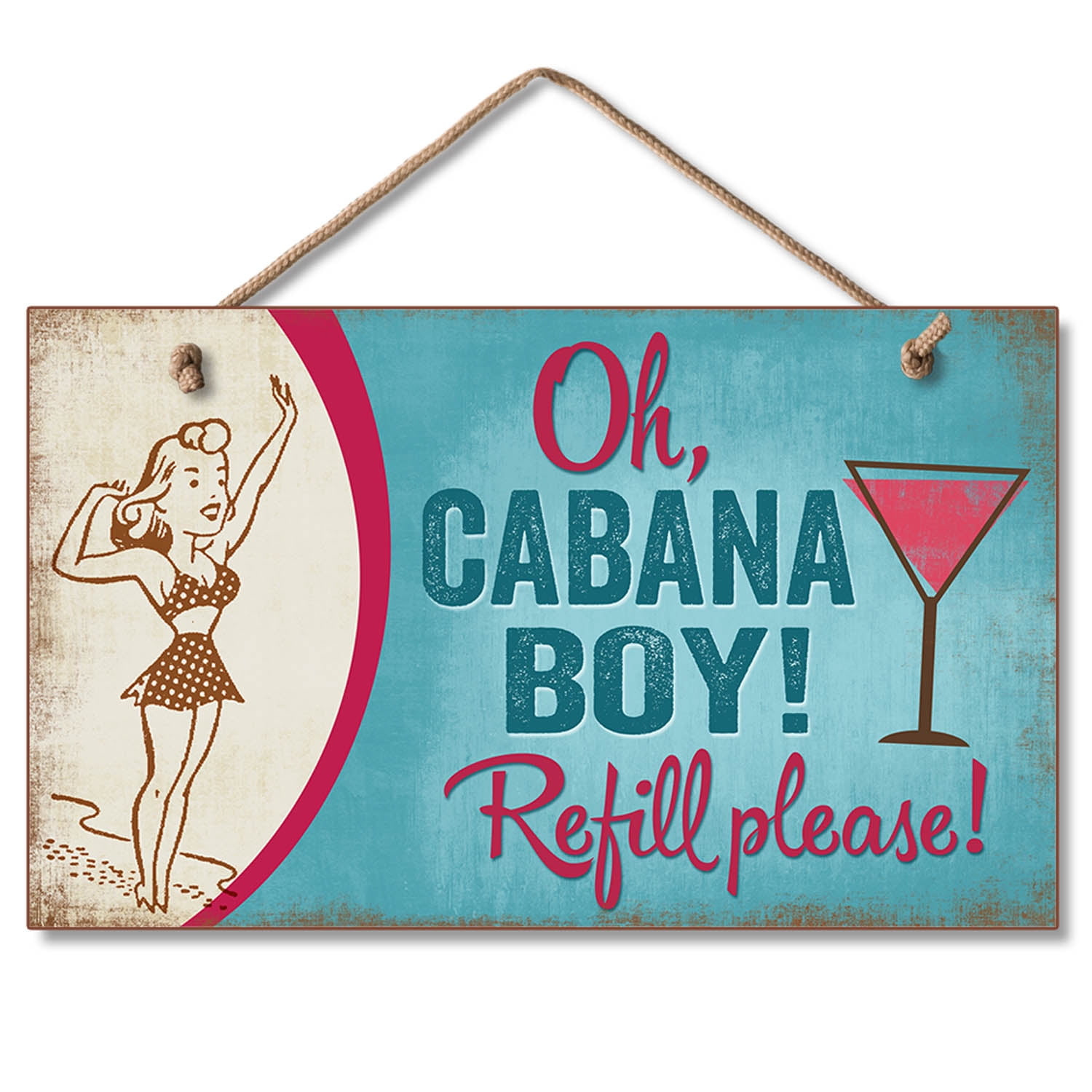 CounterArt "Oh Cabana Boy!" Hanging Wood Wall Sign - Walmart.com