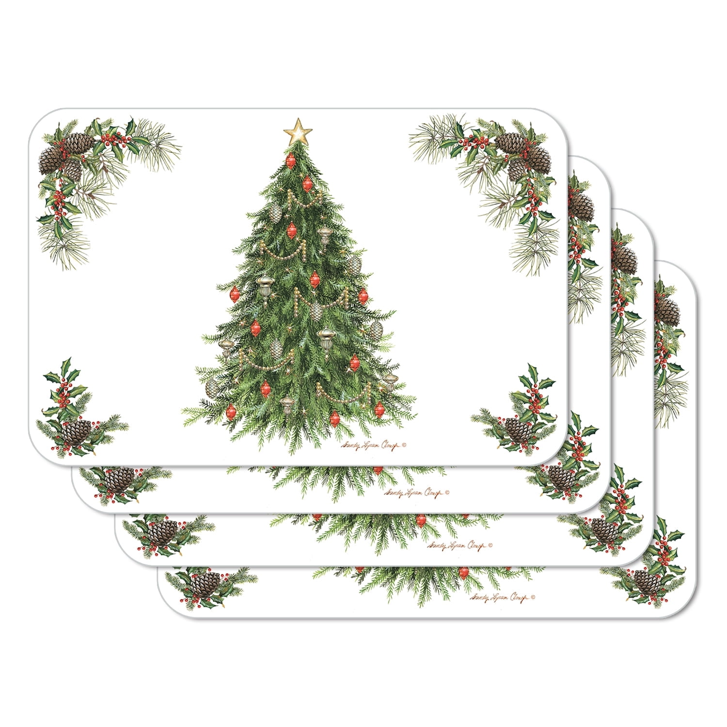 CounterArt "Oh Christmas Tree" 4-Pack Reversible Flexible Plastic ...