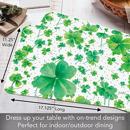 CounterArt Shamrock Pattern 4 Pack Easy Care Flexible Plastic Placemat ...