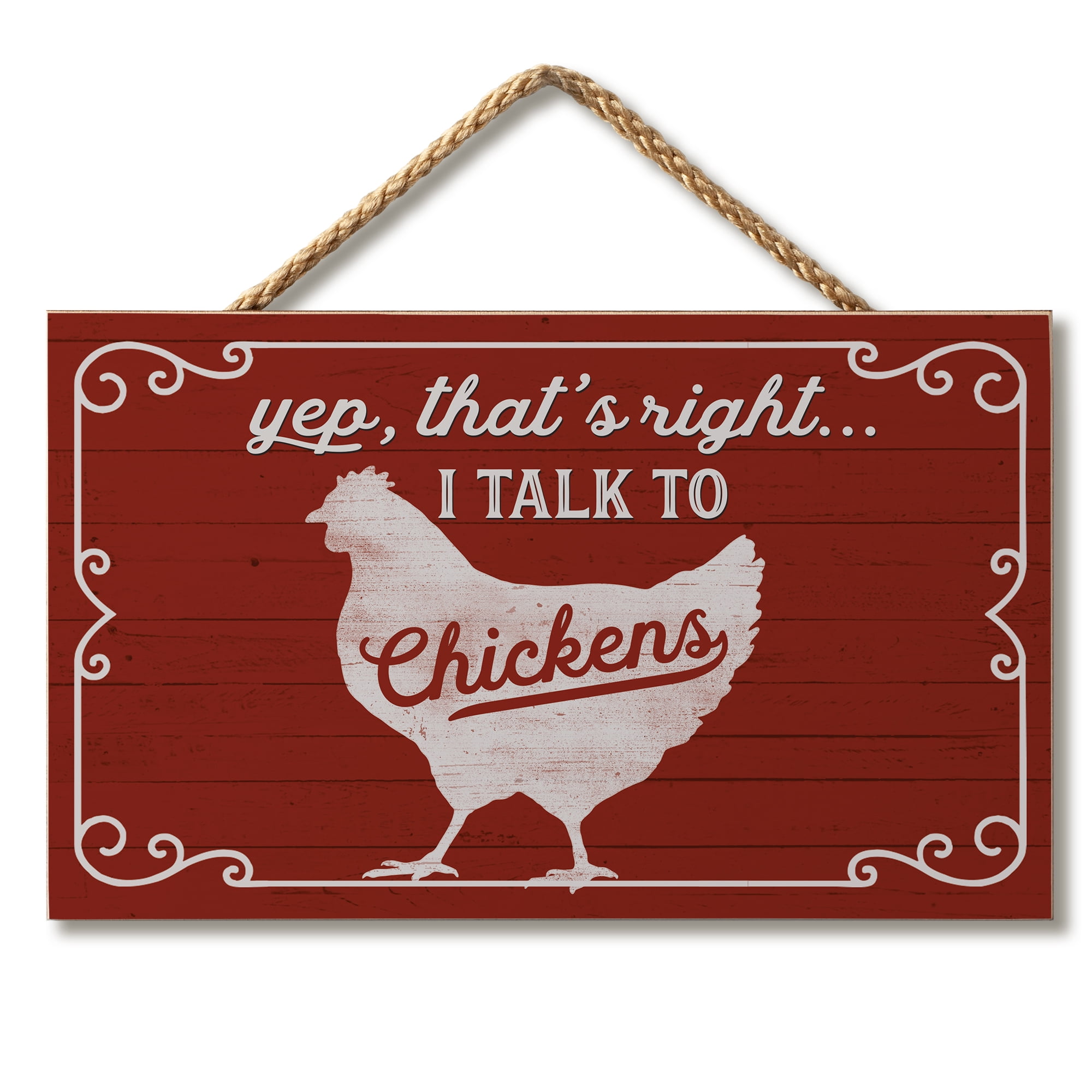 CounterArt "Talk To Chickens" Humorous Hanging Wood Wall Sign - Walmart.com