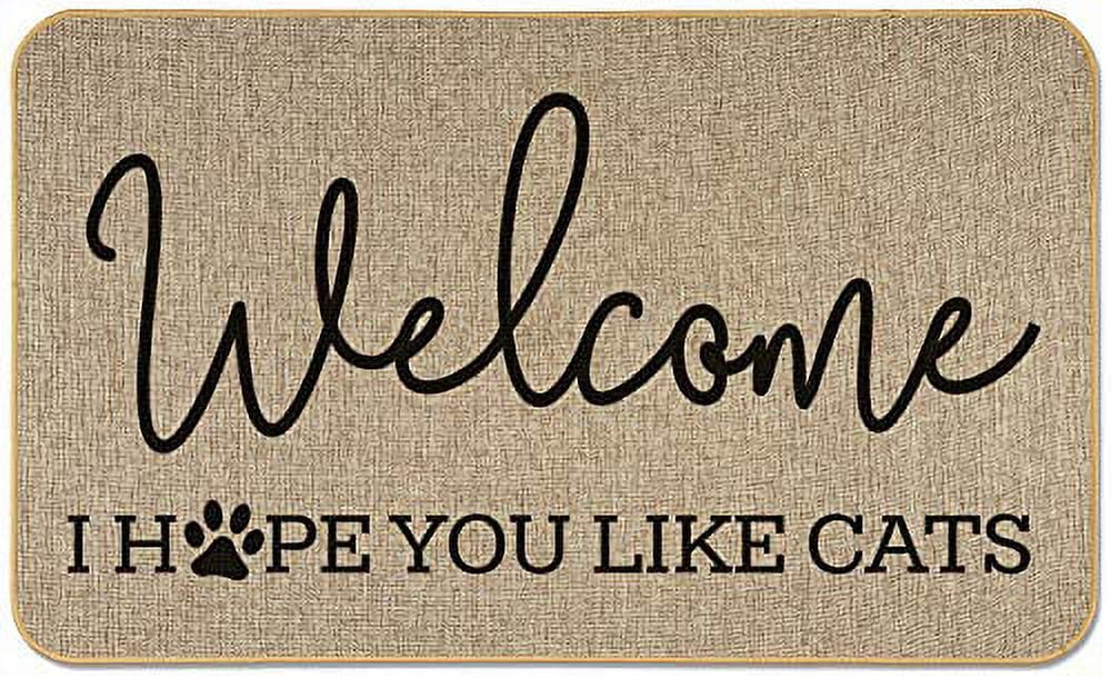CounterArt "Welcome Cats" Decorative Indoor/Outdoor Linen Look Welcome ...