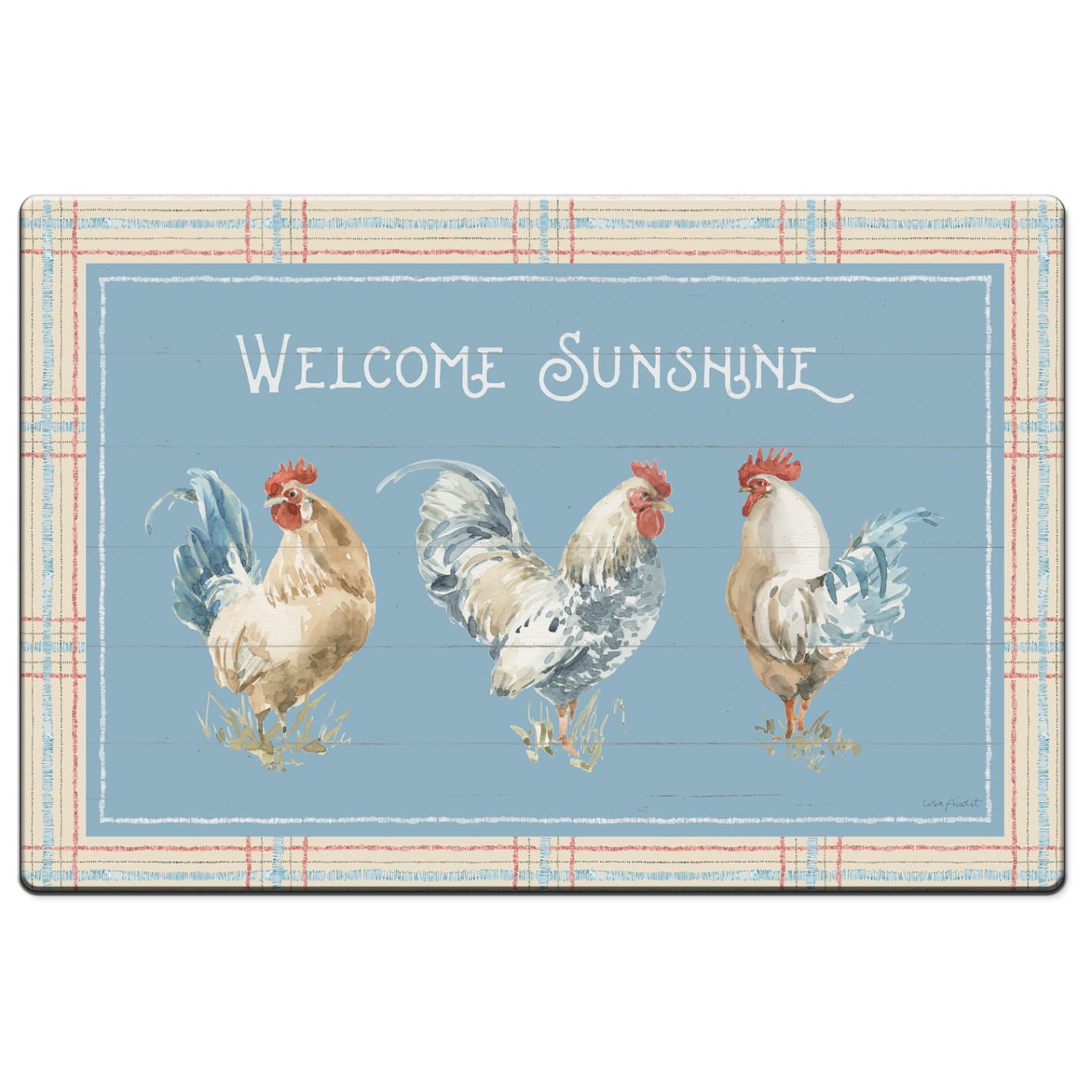 CounterArt "Welcome Sunshine Chickens" Decorative Kitchen Floor Mat ...