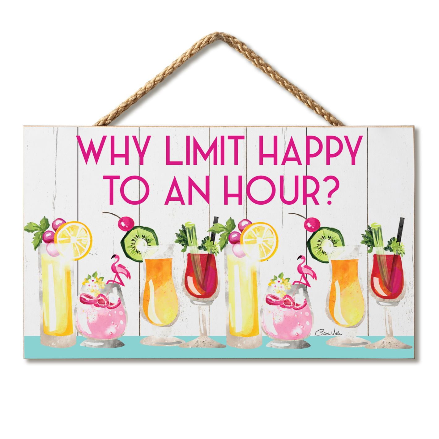 CounterArt "Why Limit Happy Hour" Hanging Wood Wall Sign - Walmart.com