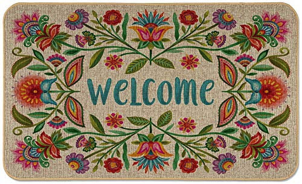 Counterart "Bohemian" Indoor/Outdoor Linen Look Welcome Mat - Walmart.com