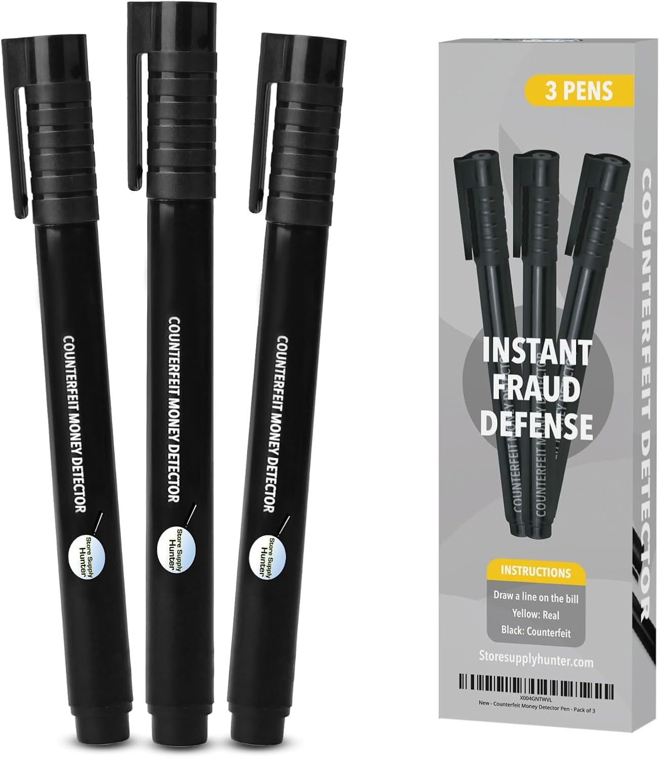 Counterfeit Money Detector Pen, 3 Fake Money Checker Marker ...