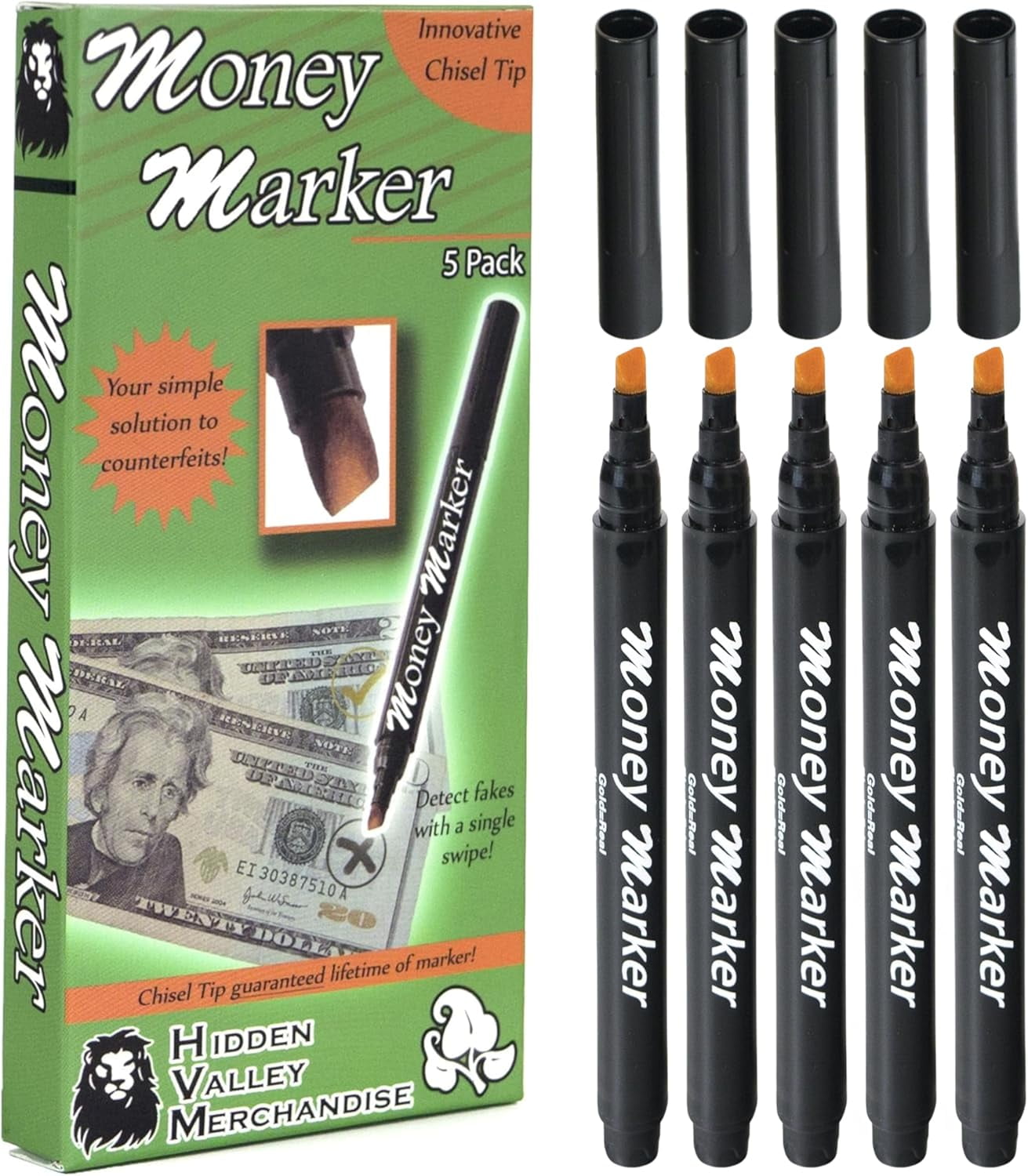 Counterfeit Money Detector Pen (5 Counterfeit Pens) - Money Marker Bill ...