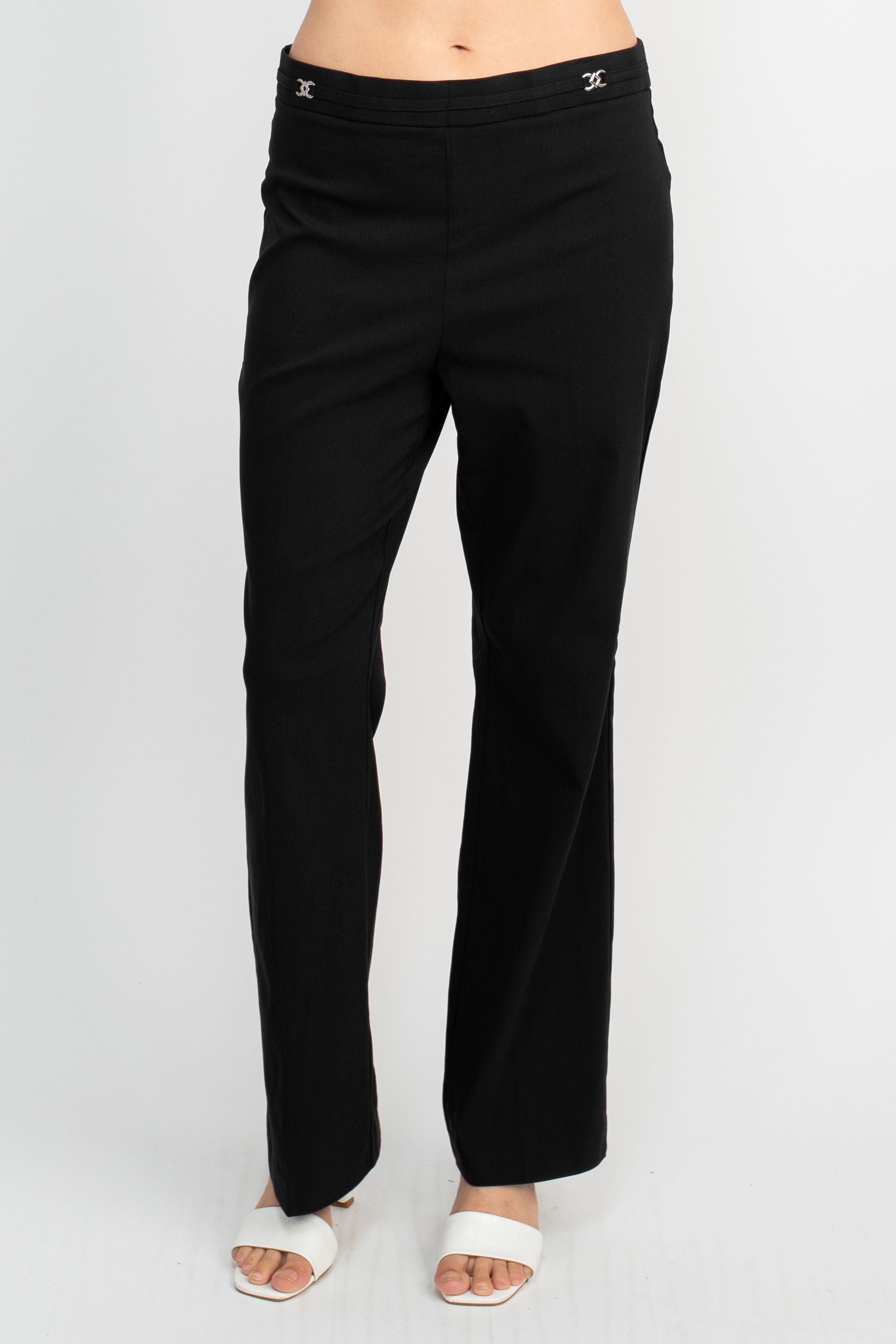 Counterparts Banded Waist Pull On Straight Cut Solid Hardware Detail ...