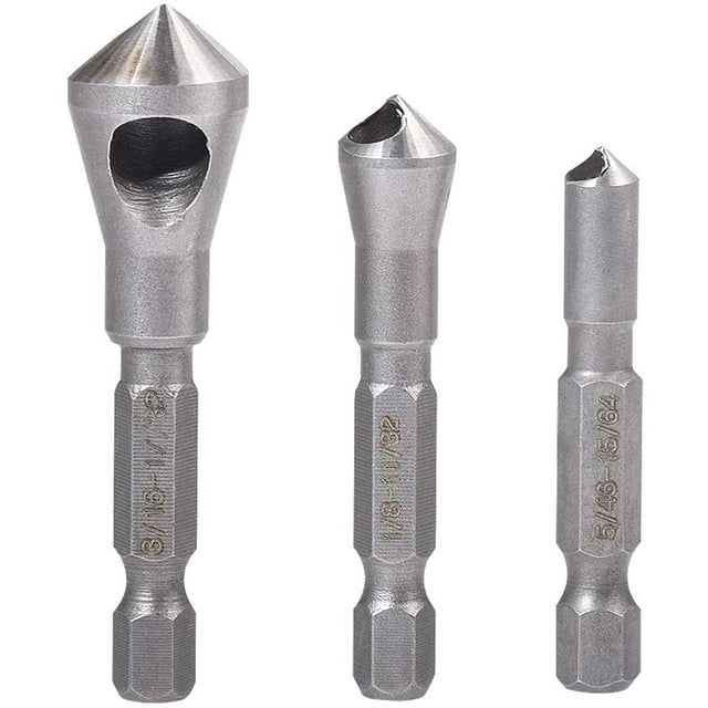 Countersink Deburring Tool Set 1/4" Hex Shank Chamfer Wood Countersink ...