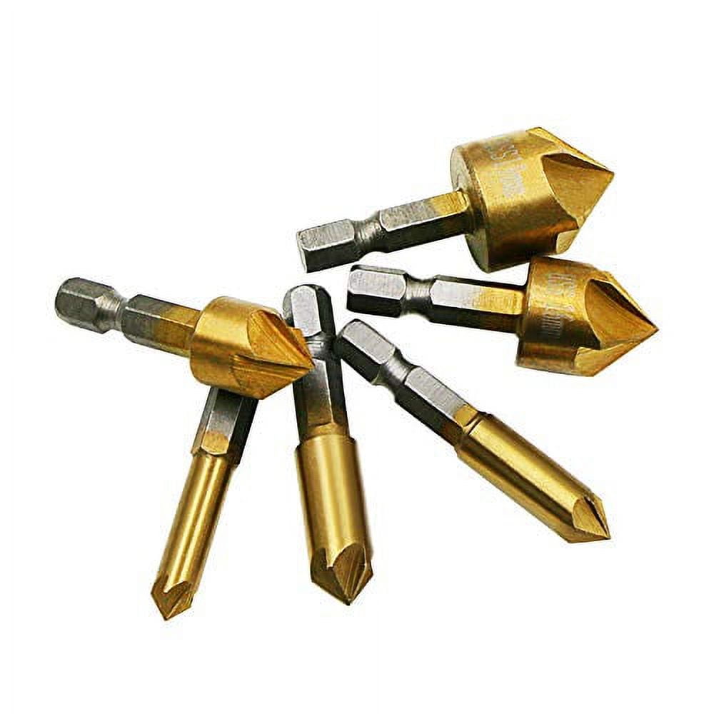 Hex Shank Titanium Countersink Drill Bit Set, 82 Degree Center Bits for ...