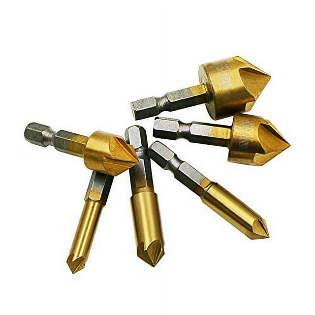 Hex Shank Titanium Countersink Drill Bit Set, 82 Degree Center Bits for ...