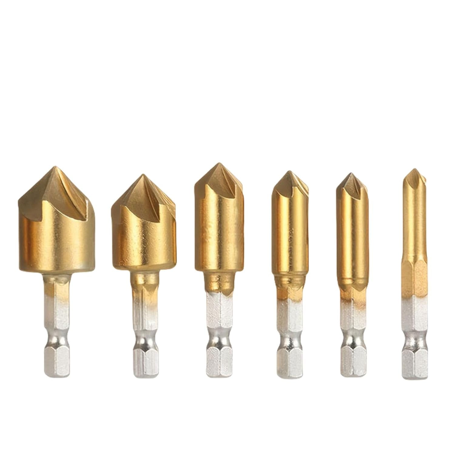 Countersink Drill Bit Set Chamfer 1/4' Hex 5 Flute Counter Sink Mill ...