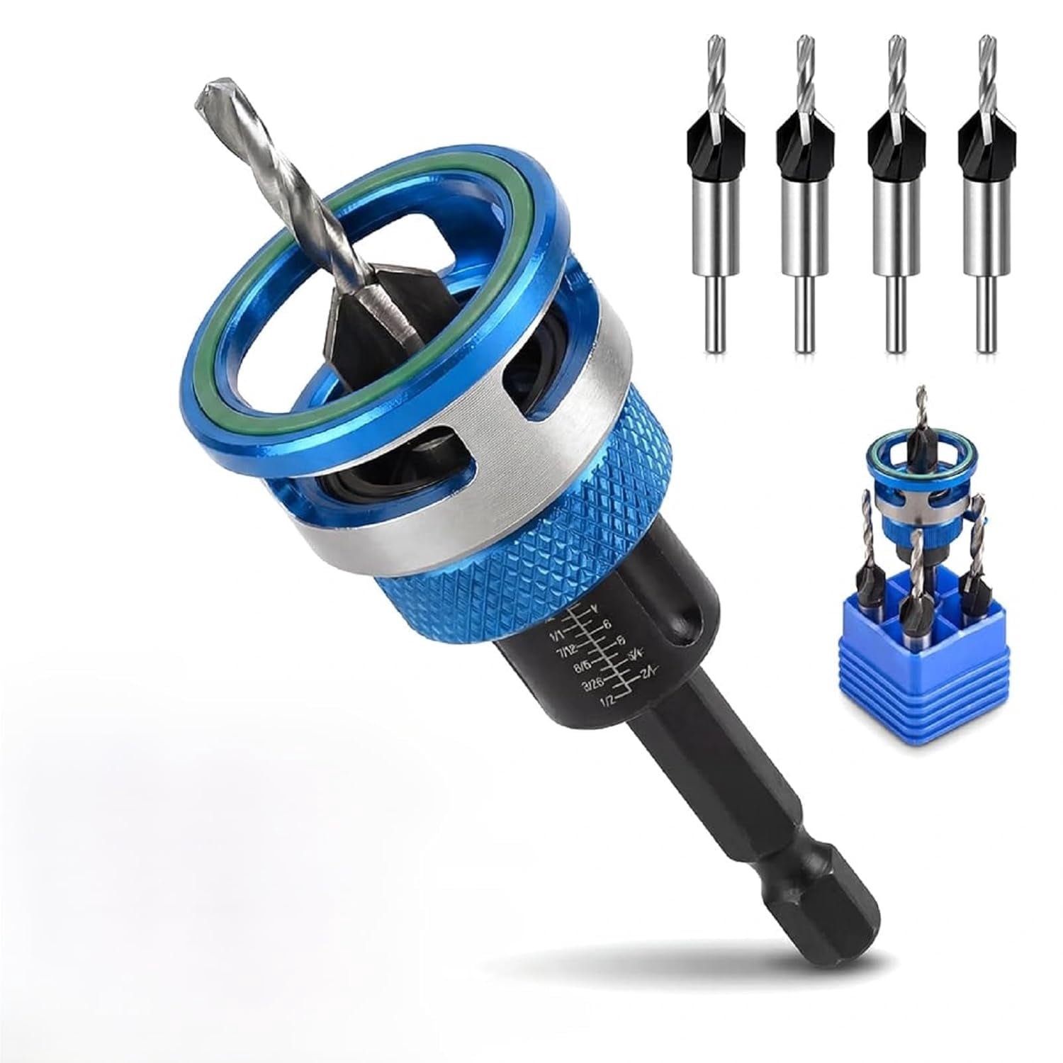 Countersink Drill Bits Set, 4PCS Four-Flute HSS M2 Tapered Drill Bits ...