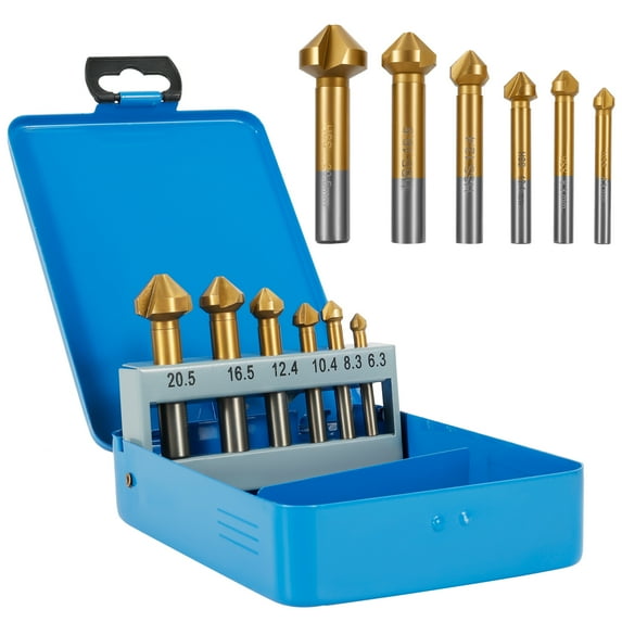 Countersink Set HSS 6 Piece 90° Countersink Set Titanium Coating ...