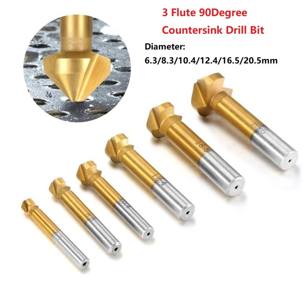 Countersunk Drill Bit 3Flute 90Degree Chamfering Tool Chamfer Cutter 6. ...