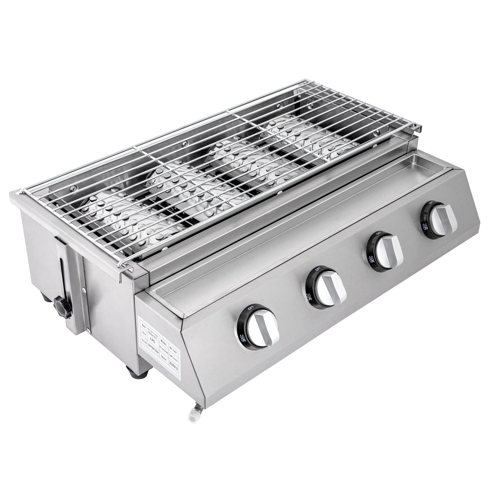 Countertop Barbeque Grill, LPG Gas 4-Burner Stainless Steel Grill for ...