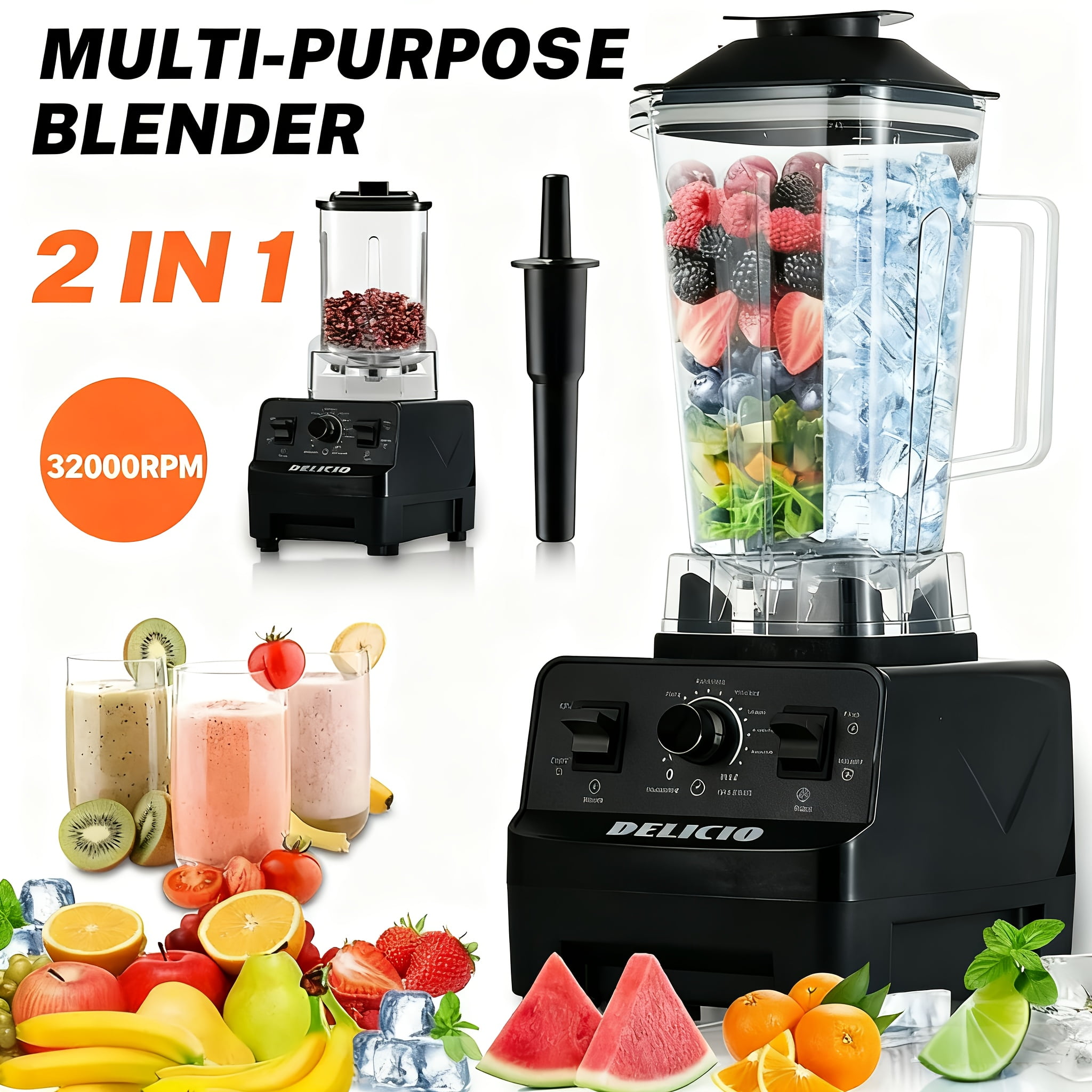 Countertop Blender with Powerful Motor, 2 Speeds & Pulse Function, Easy ...