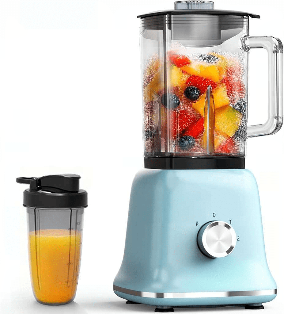 Countertop Blender with 750 Watts, 25000 RPM, 58 Oz Glass Jar and To-Go ...
