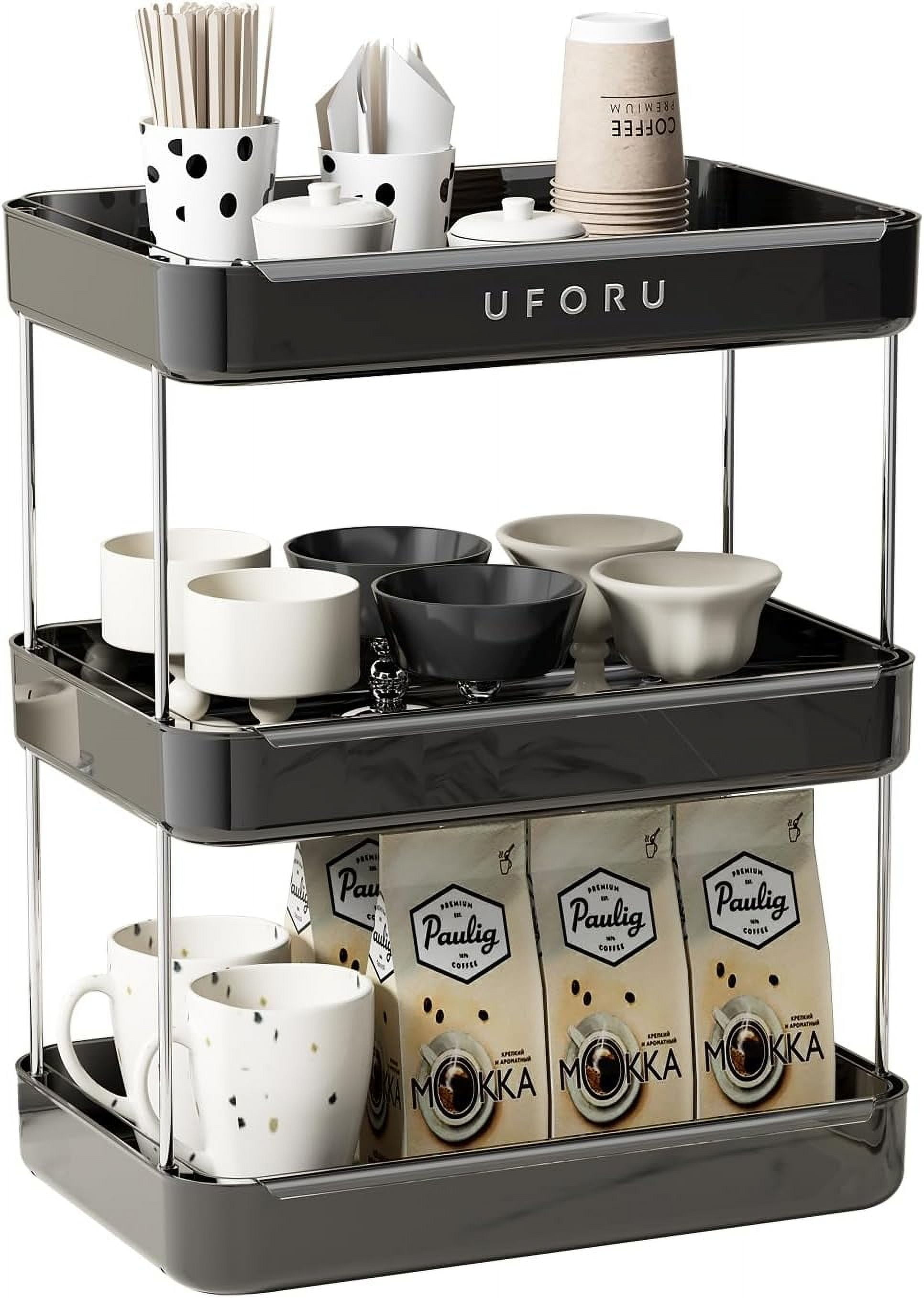 Countertop Coffee Station Organizer, 3 Tier Wine Glass Holder, Mug ...