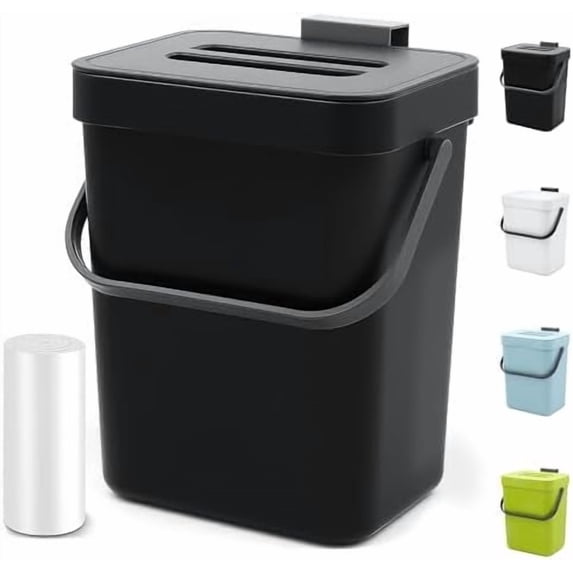 Countertop Compost Bin - 1.3 Gallons Hanging Small Trash Can with Lid ...
