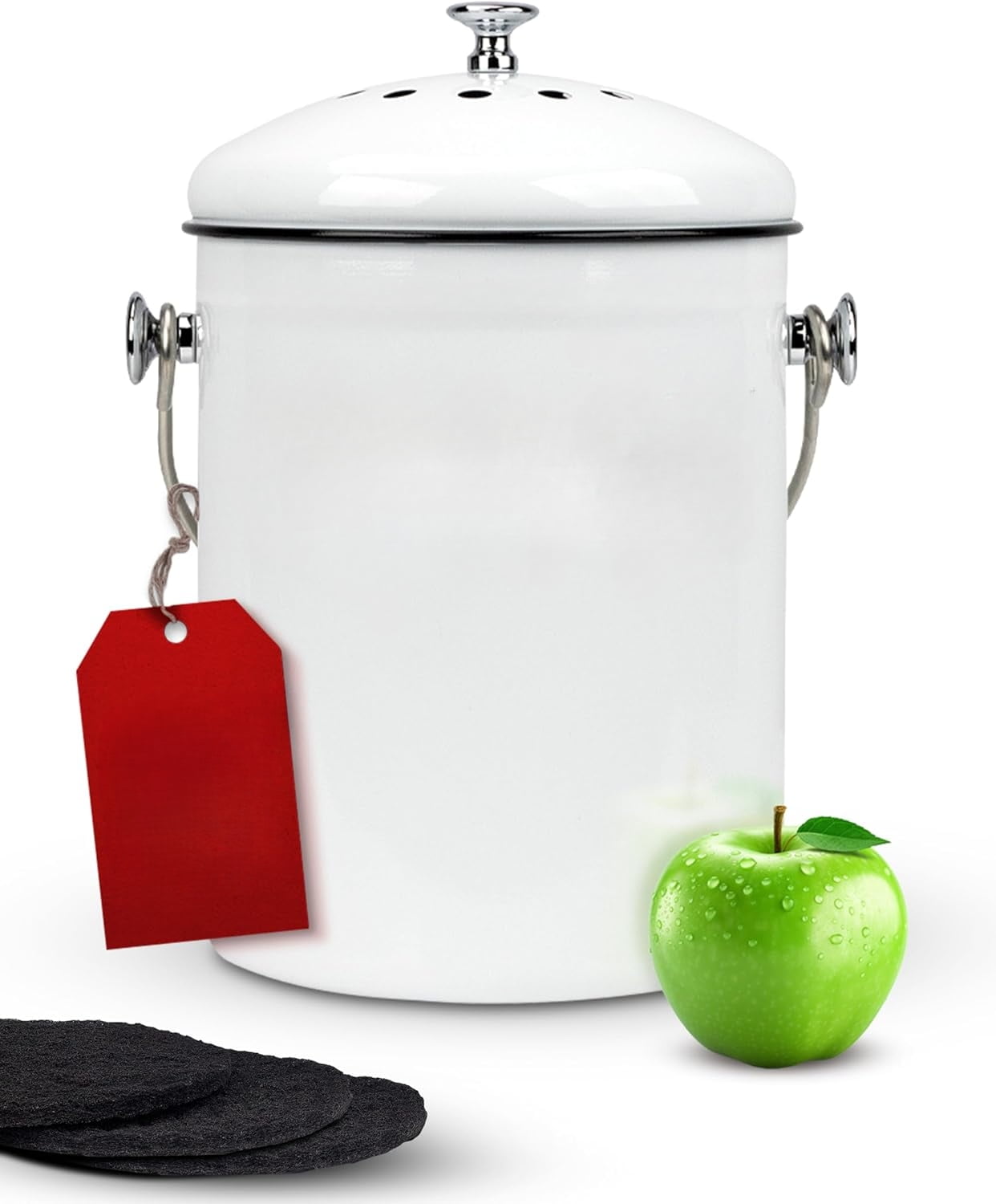 Countertop Compost Bin Kitchen - 1.3 Gal Indoor Compost Bucket with Lid ...