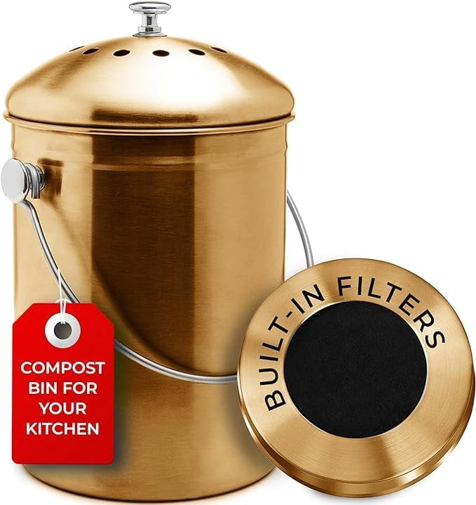 Countertop Compost Bin Kitchen | 1.3 Gallon | Odorless Composting Bin ...