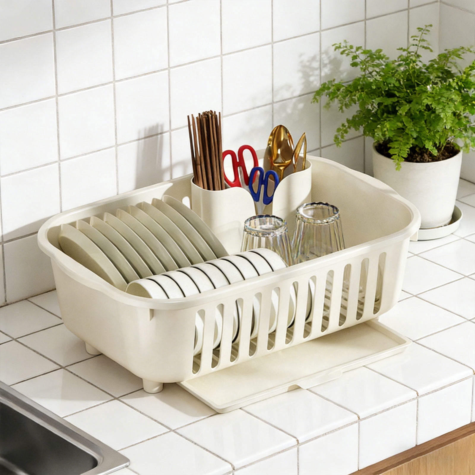 Countertop Dish Drainer Rack, 1Pc Kitchen Drying Rack For Dishes ...