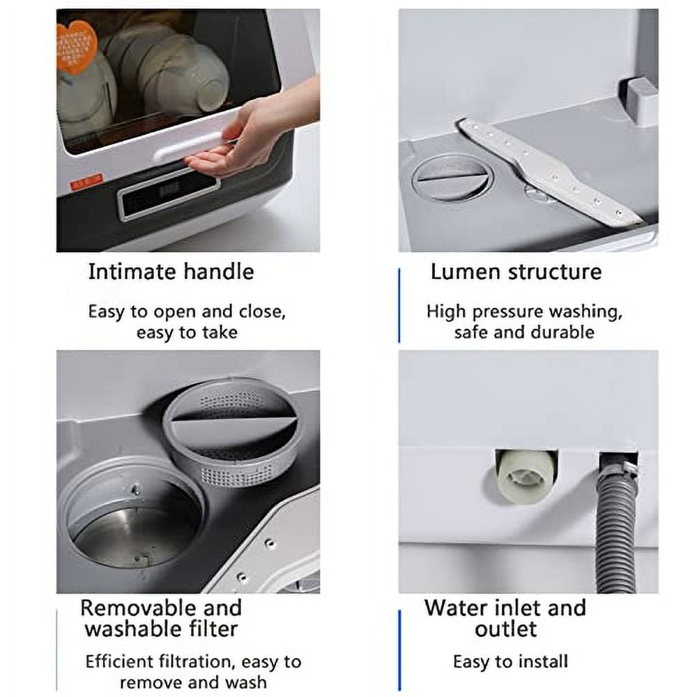 Countertop Dishwasher, 3-in-1 Mini Dishwasher with 7.8L Water Tank, 360 ...