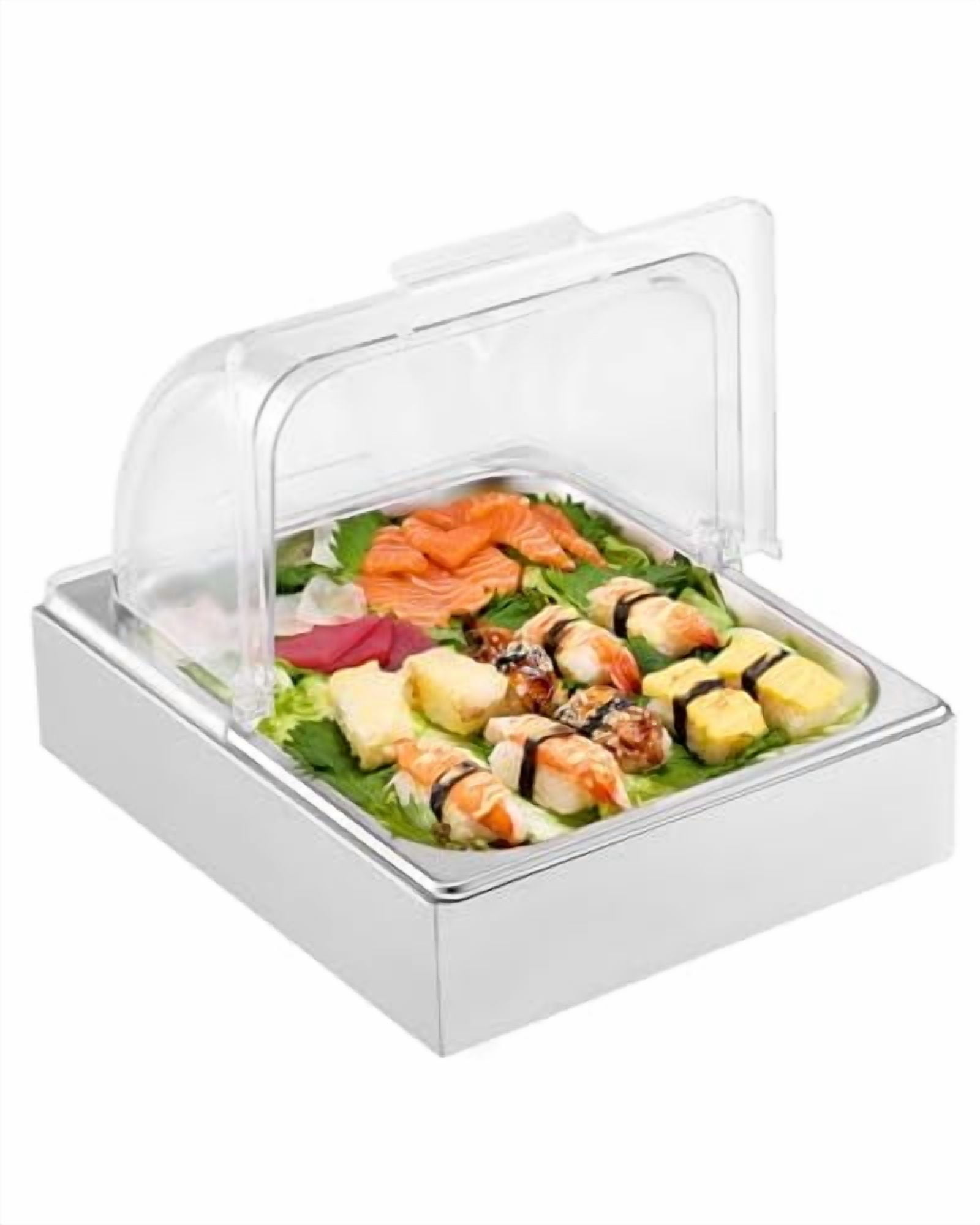 Countertop Food Serving Display Container, 1 x 1/2 Pan Stainless Steel ...