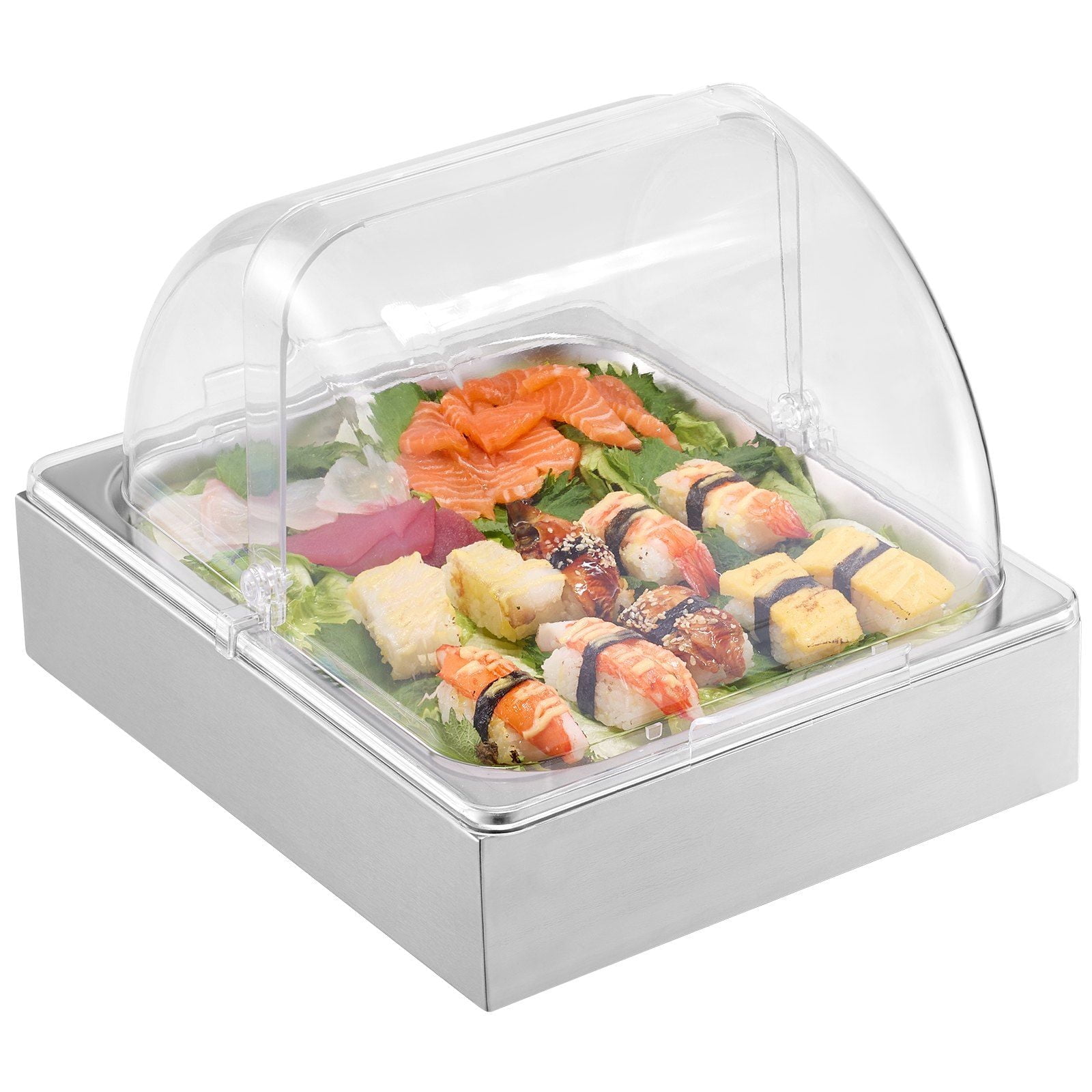 Countertop Food Serving Display Container, 1 x 1/2 Size Stainless Steel ...