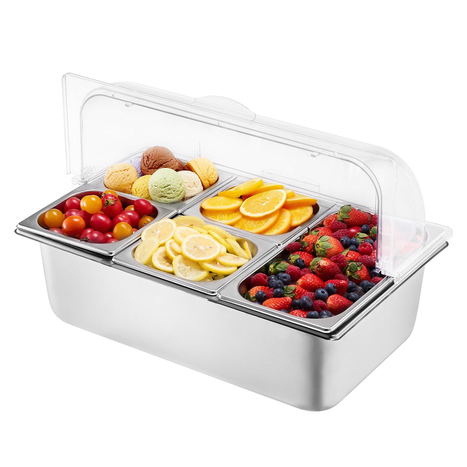Countertop Food Serving Display Container 5 Pan Condiment Dispenser ...