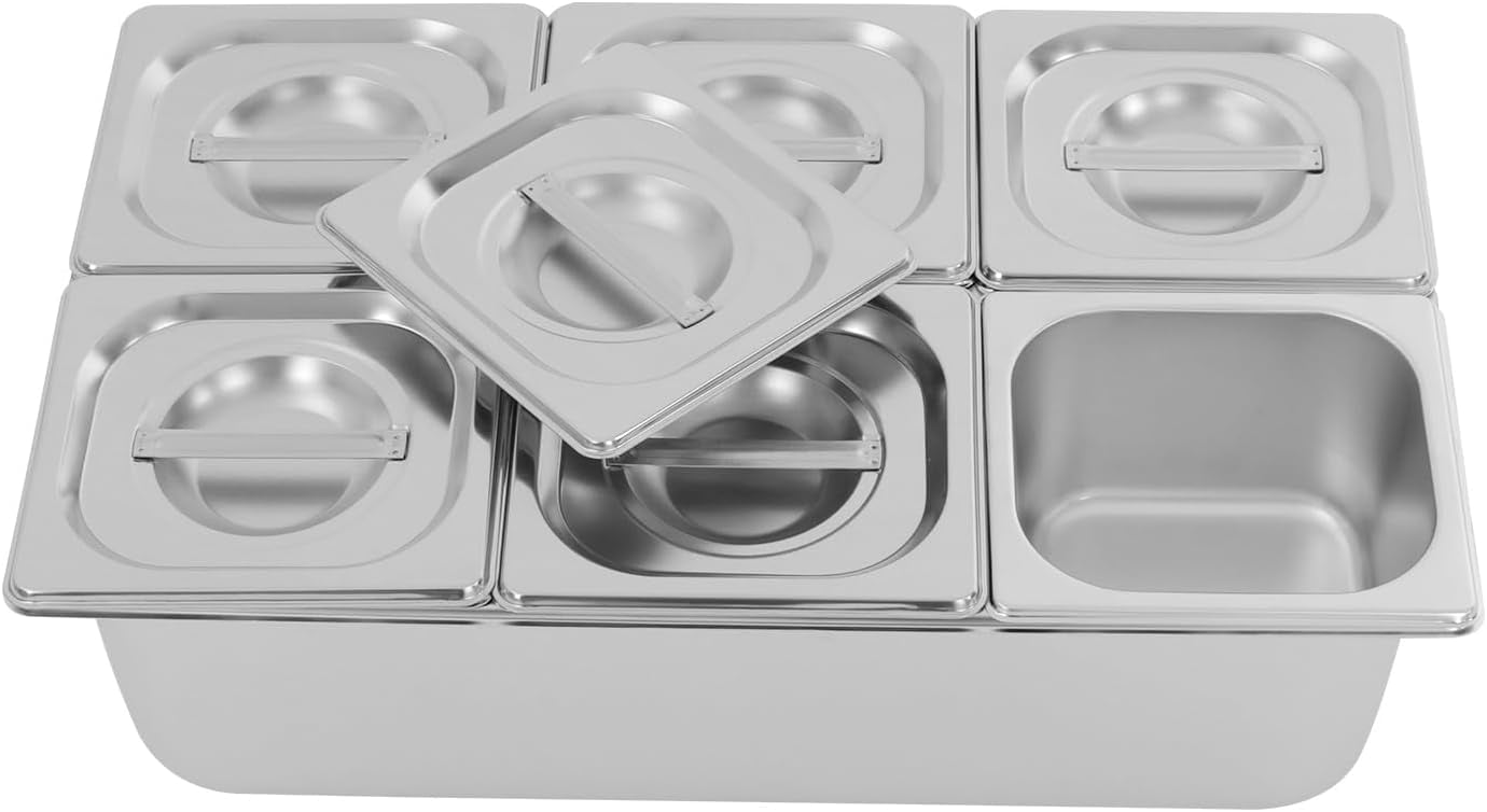 Countertop Food Serving Display Container, 6 Pan Stainless Steel Food ...