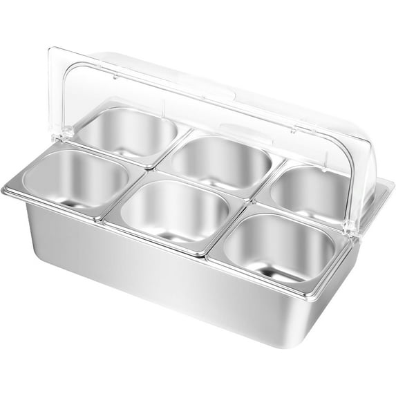 Countertop Food Serving Display Container, 6 Pans Stainless Steel Food ...