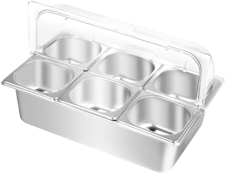 Countertop Food Serving Display Container, 6 Pans Stainless Steel Food ...