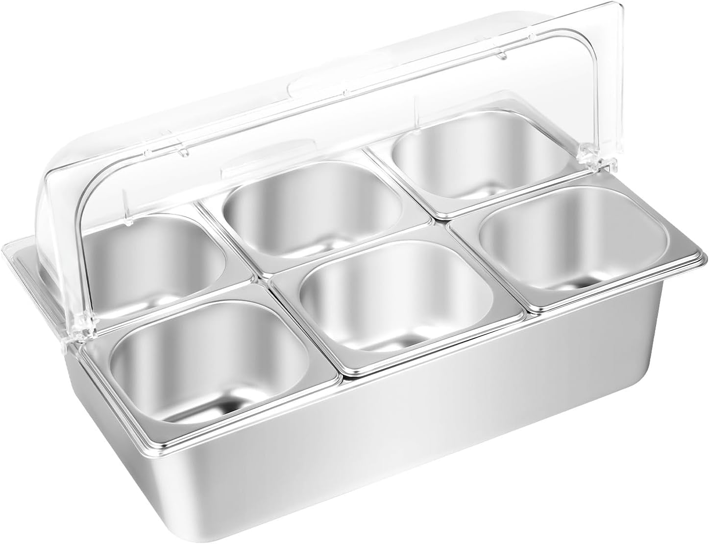 Countertop Food Serving Display Container with Clear Roll Top Cover, 6 ...