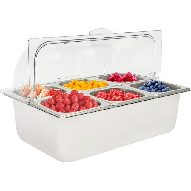 Countertop Food Serving Display Container and Clear Roll Top Cover, 6 ...