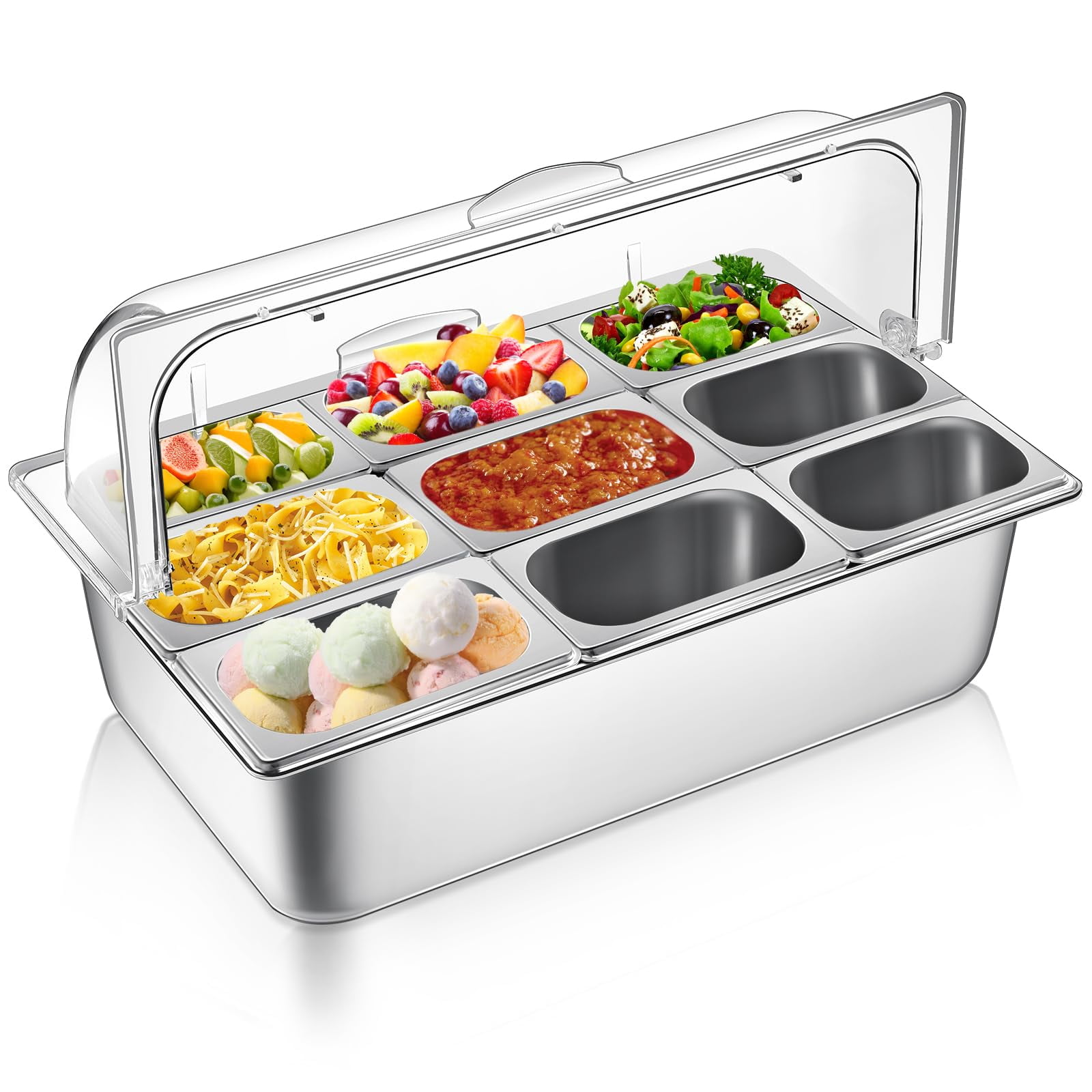 Countertop Food Serving Display Container and Clear Roll Top Cover ...