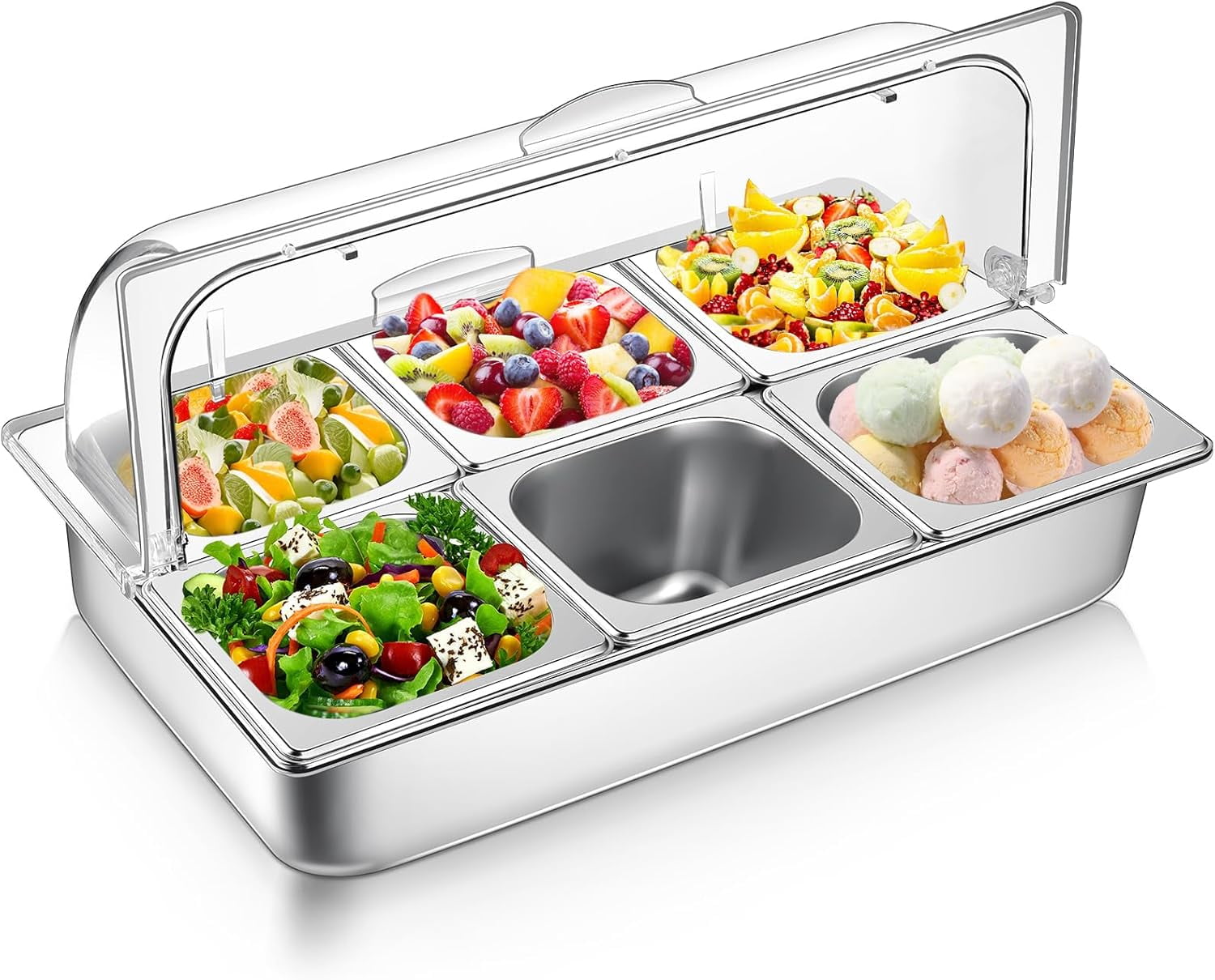 Countertop Food Serving Display Container and Clear Roll Top Cover ...