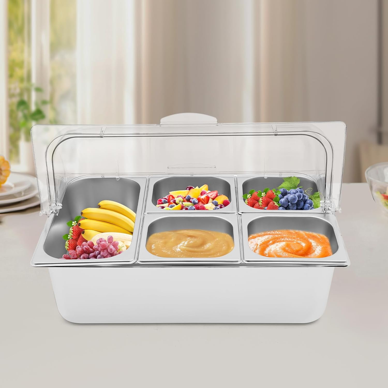 Countertop Food Serving Display Container, Stainless Steel Buffet ...