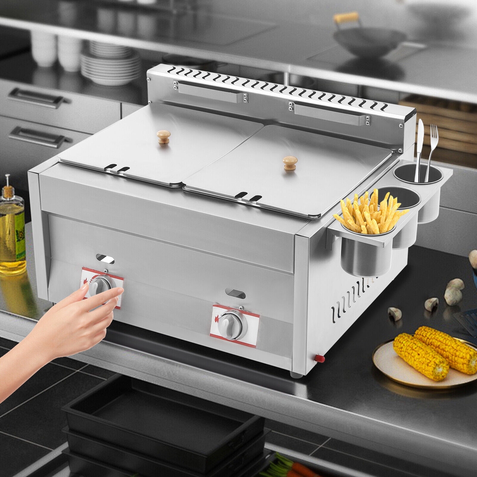 Countertop Gas Fryer, Commercial Deep Fryer 2 Basket Propane LPG ...