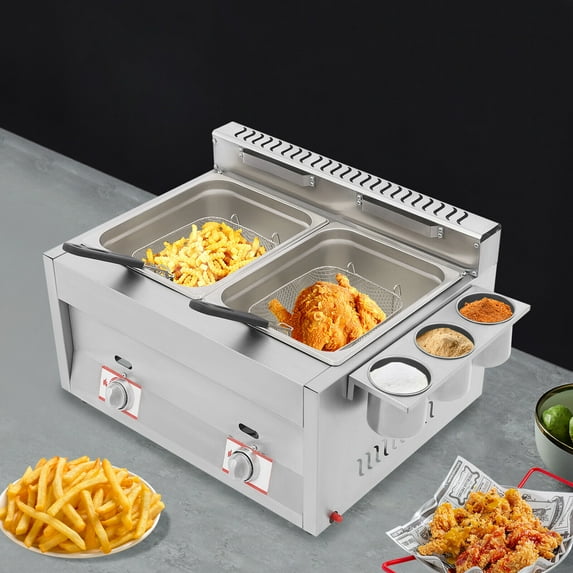 Countertop Gas Fryer,Commercial Deep Fryer 2 Basket Propane LPG ...