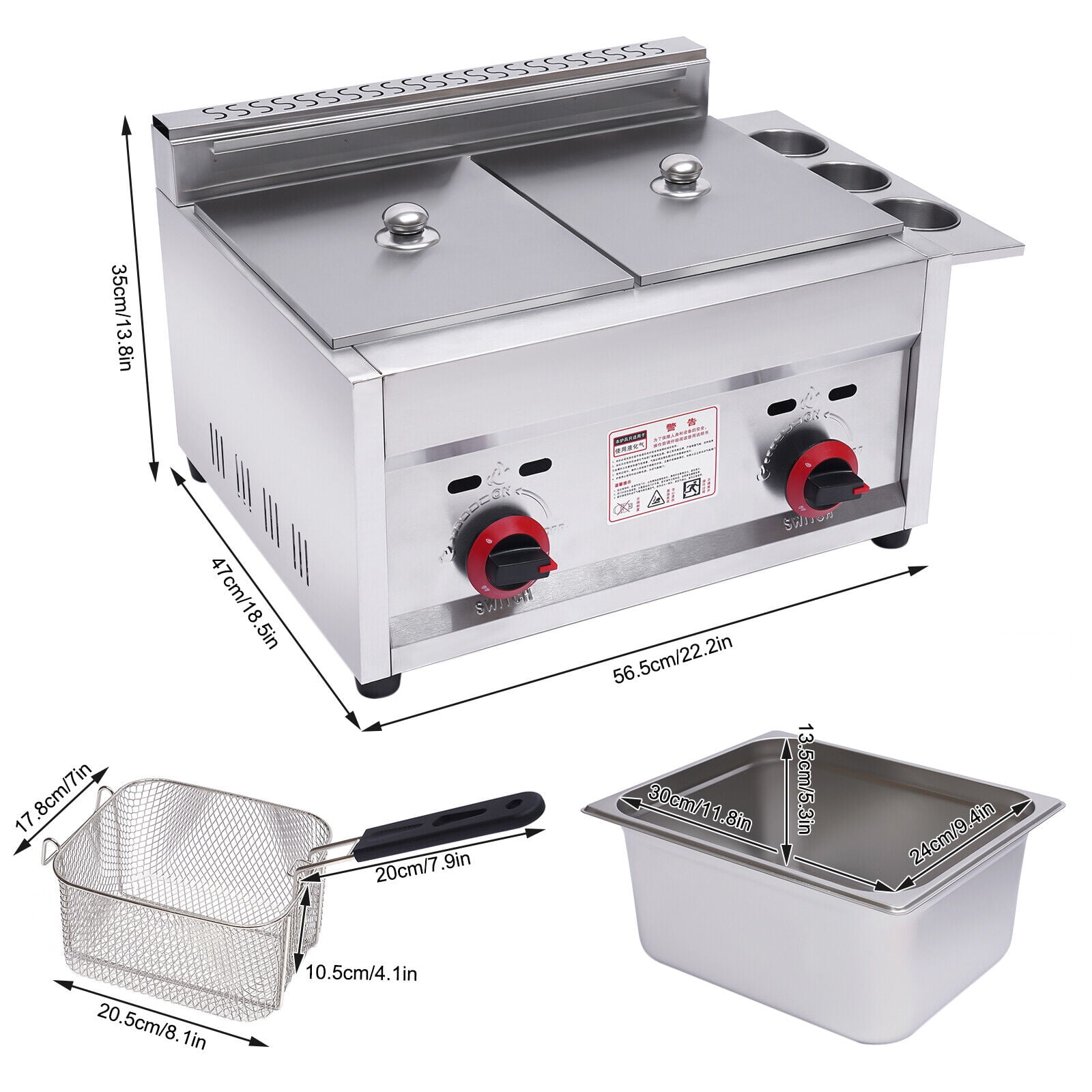 Countertop Gas Fryer Commercial Deep Fryer 2 Baskets Propane LPG ...