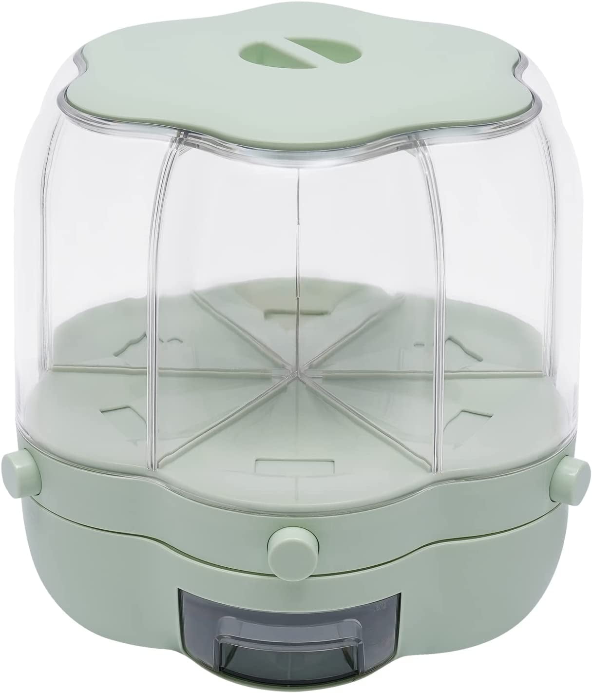 Countertop Grain Dispenser, 6 Compartment 360°Rotating Food Storage ...