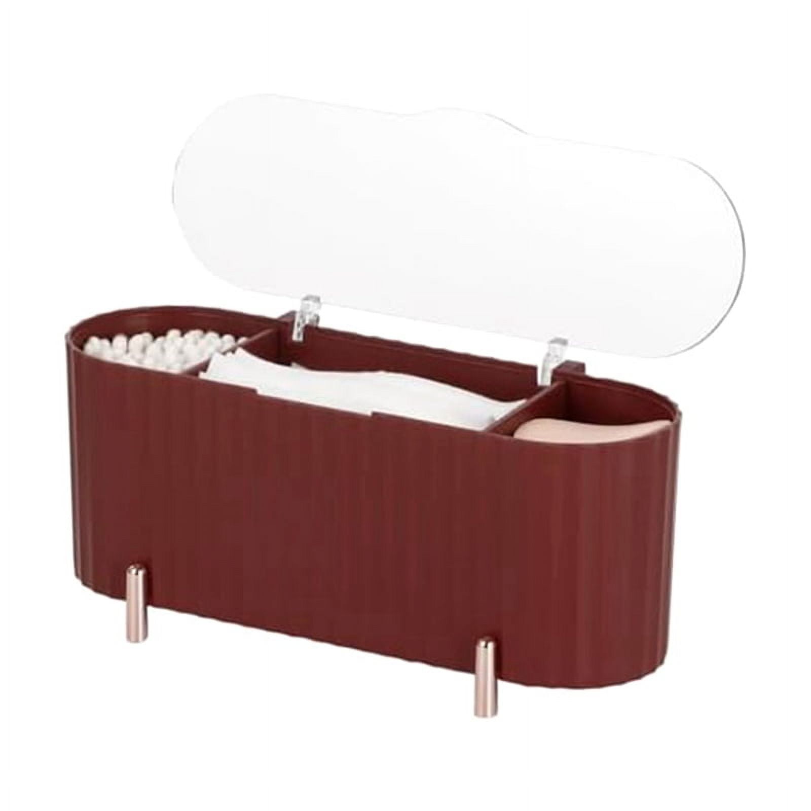 Countertop Holder Dispenser -Clear Lid 3-Slot Cotton Pad Storage Box ...