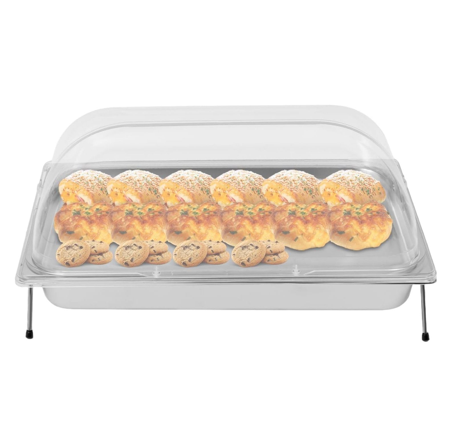 Countertop Ice Food Display Tray with Clear Roll Top, 3L Chilled ...