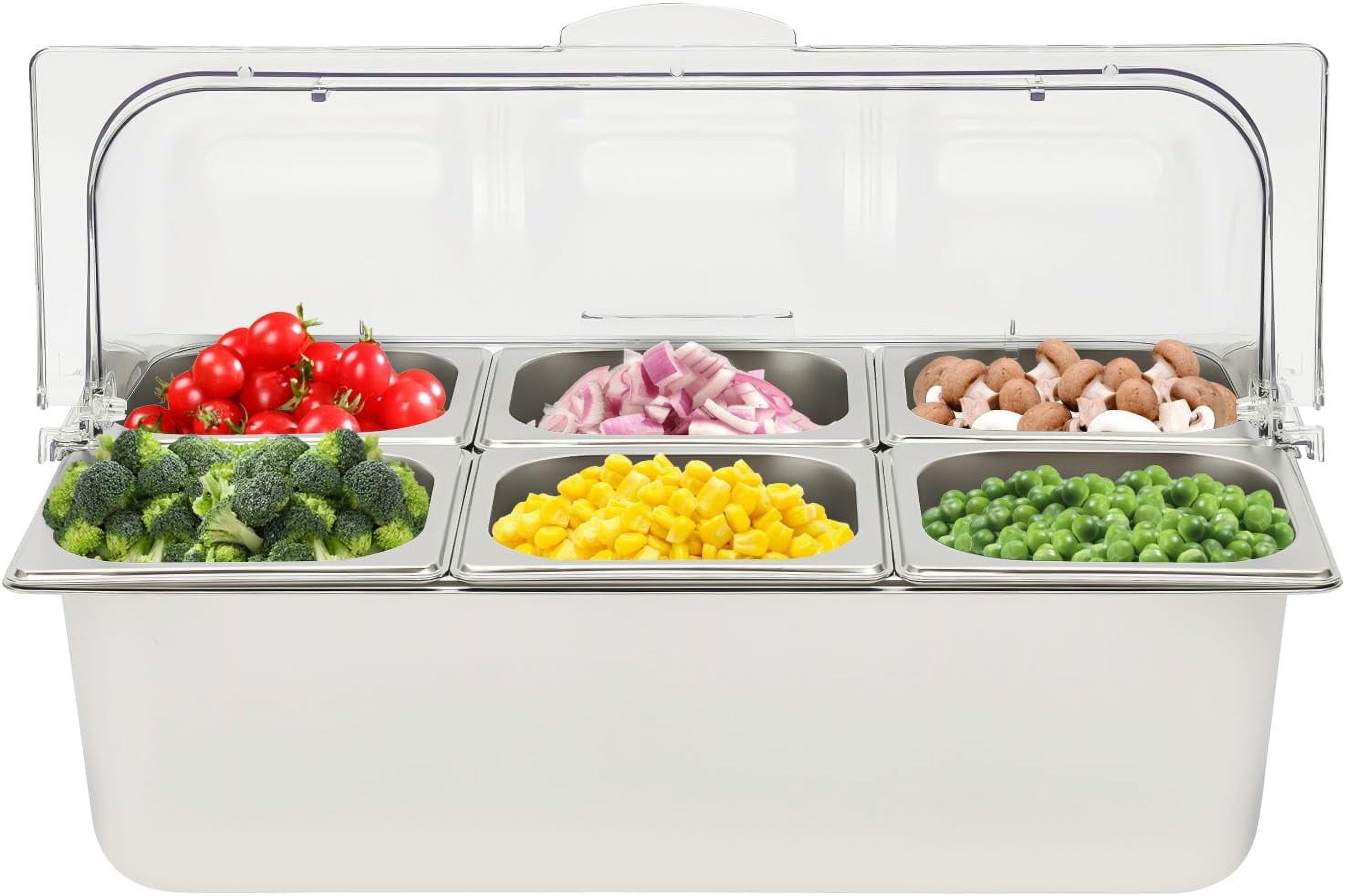 Countertop Ice Food Serving Display Container Stainless Steel Buffet ...
